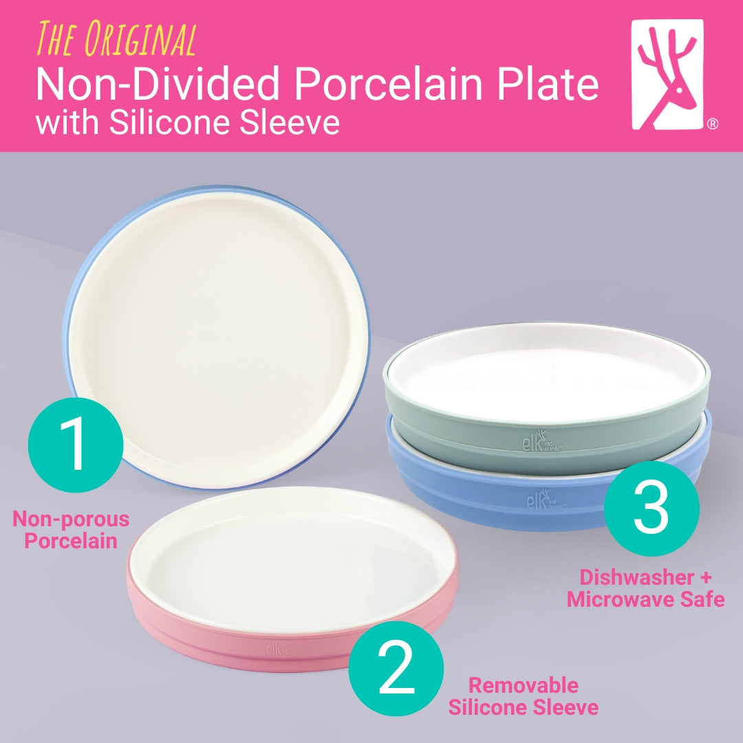 6.7"/16cm Porcelain White Divided Plates with Silicone Sleeves – Elk ...