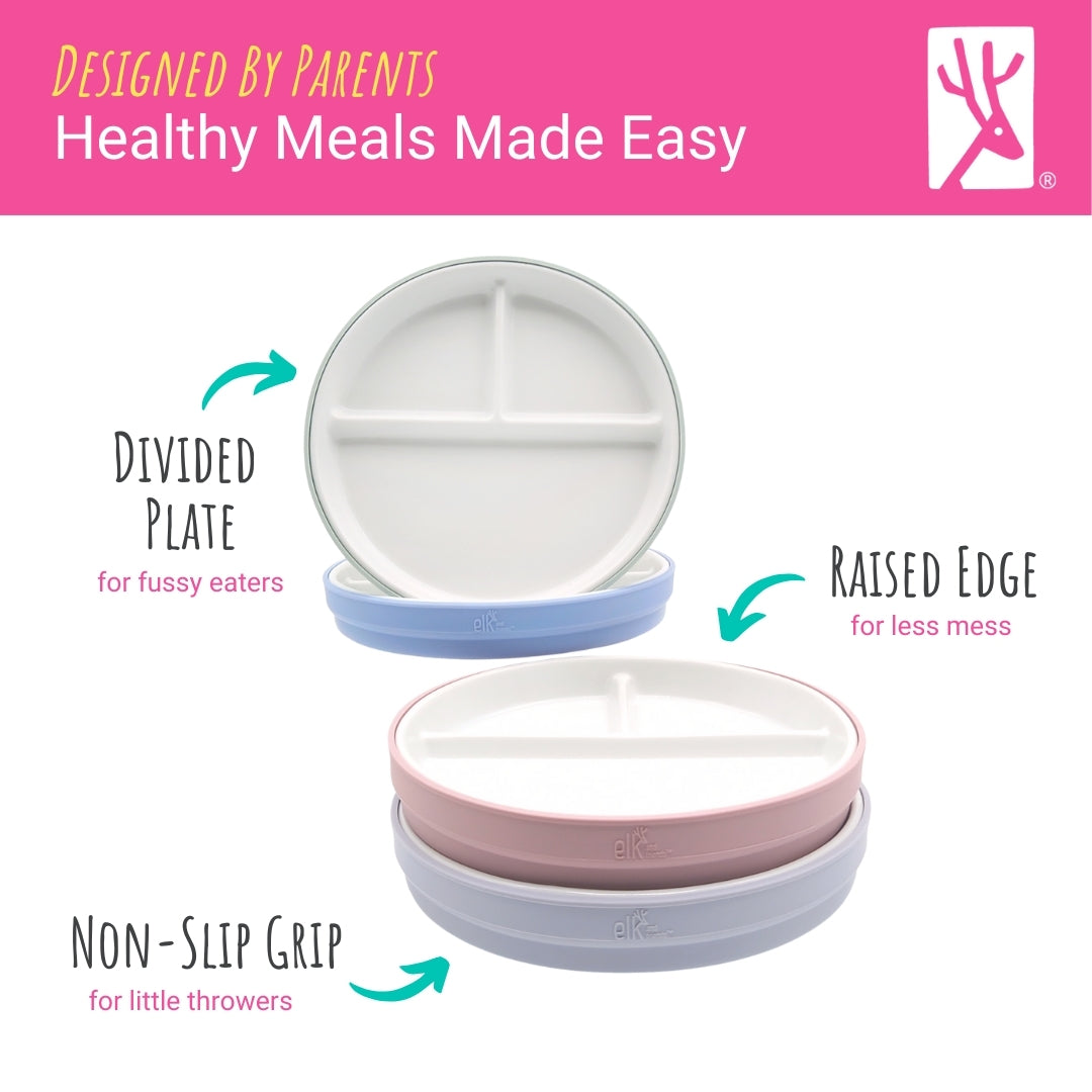 6.7"/16cm Porcelain White Divided Plates with Silicone Sleeves – Elk ...
